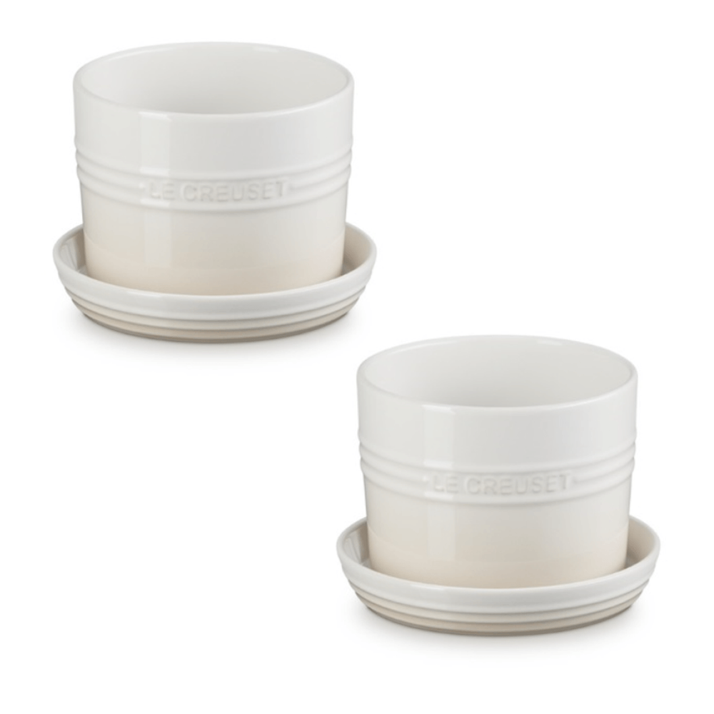 KIT LE CREUSET 2 VASOS PARA ERVAS 14CM COM BANDEIJA EM CERÂMICA ...