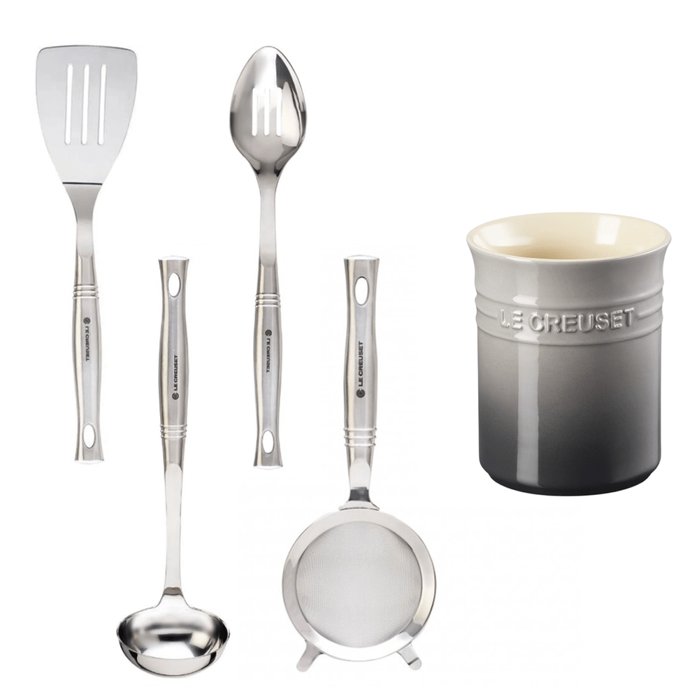 KIT 5 PEÇAS LE CREUSET UTENSILIOS REVOLUTION EM AÇO INOX - excellenceshop